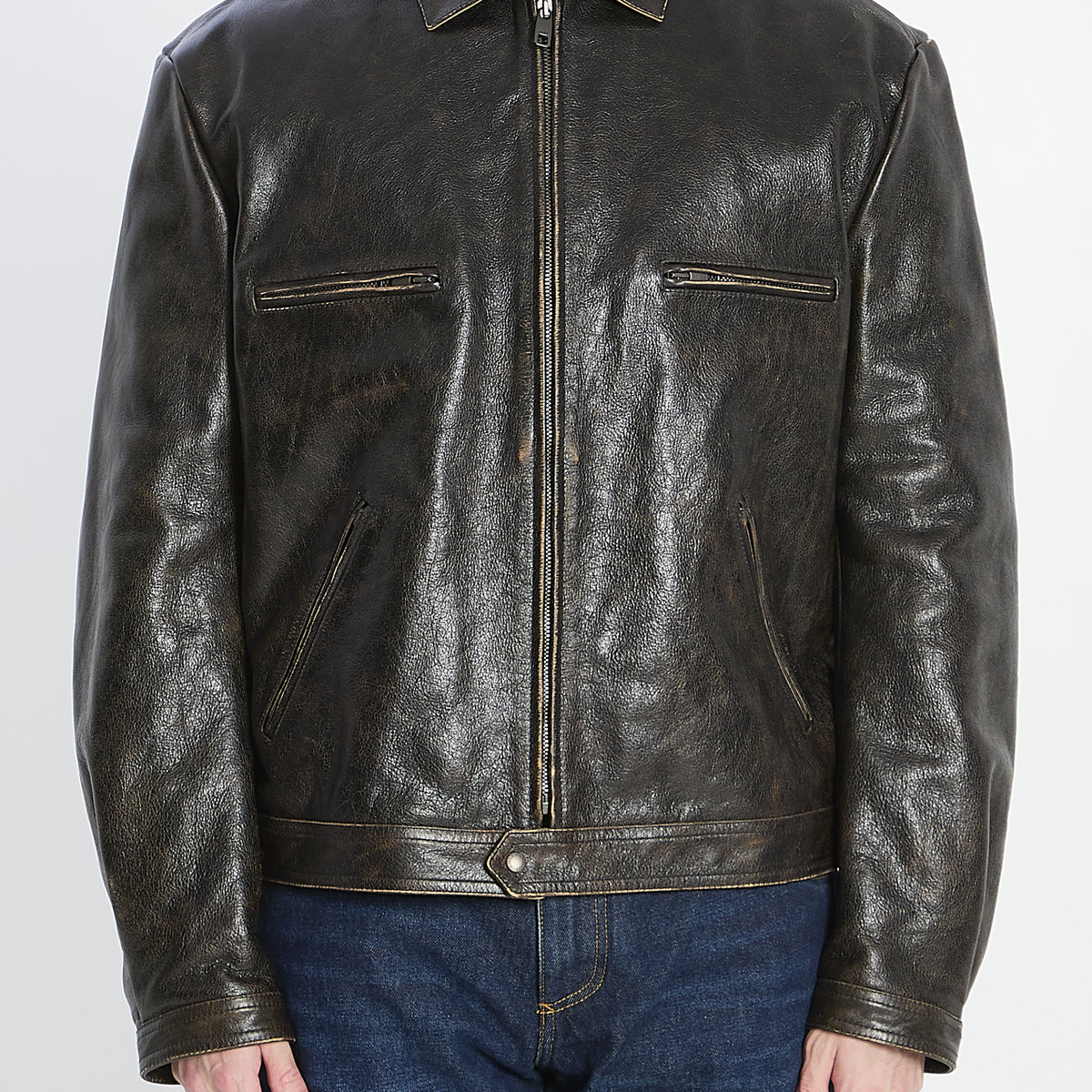 BOMBER IN AGED-EFFECT LEATHER – Lord & Taylor