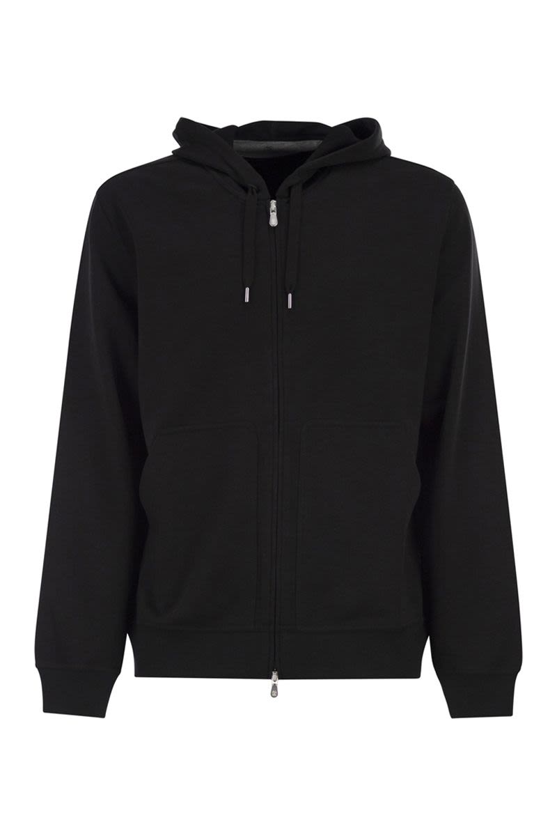 COTTON FLEECE TOPWEAR WITH ZIP AND HOOD – Lord & Taylor